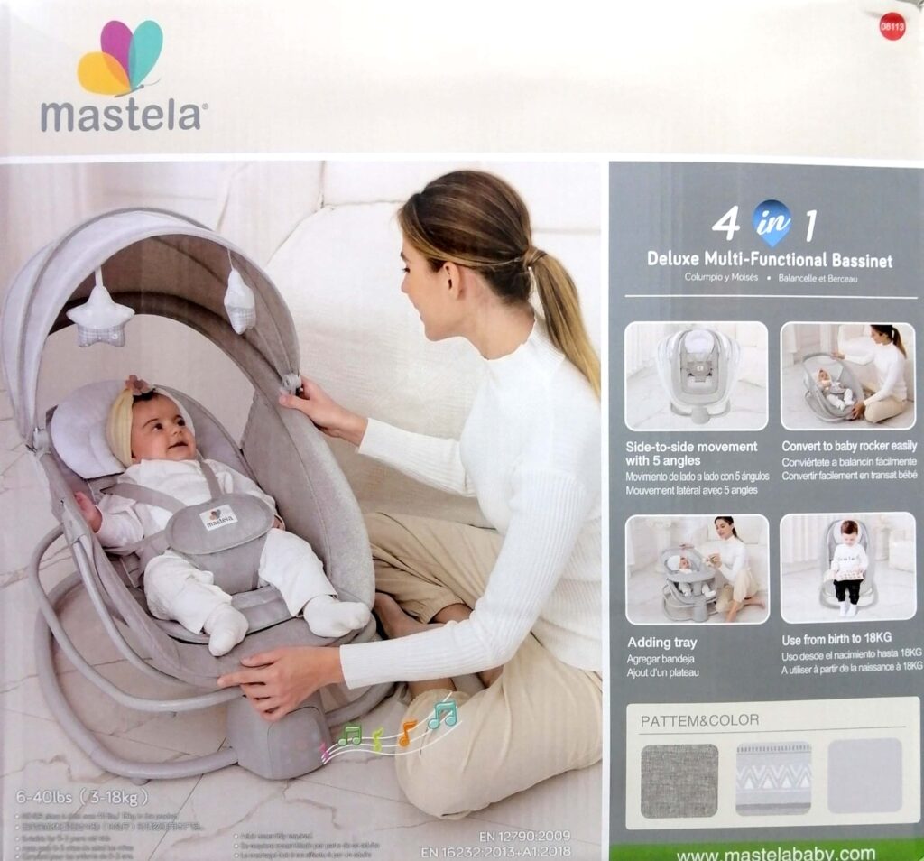 Mastela 4in1 Deluxe Multi-Functional Fold-up Bassinet Swing with Tray ...